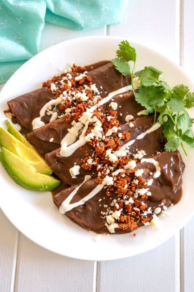 Enfrijoladas - black bean sauce "enchiladas"! | Kitchen Gidget